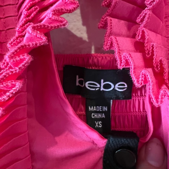 bebe | Tops | Bebe Y2k Hot Pink Black Ruffle Halter Top | Poshmark